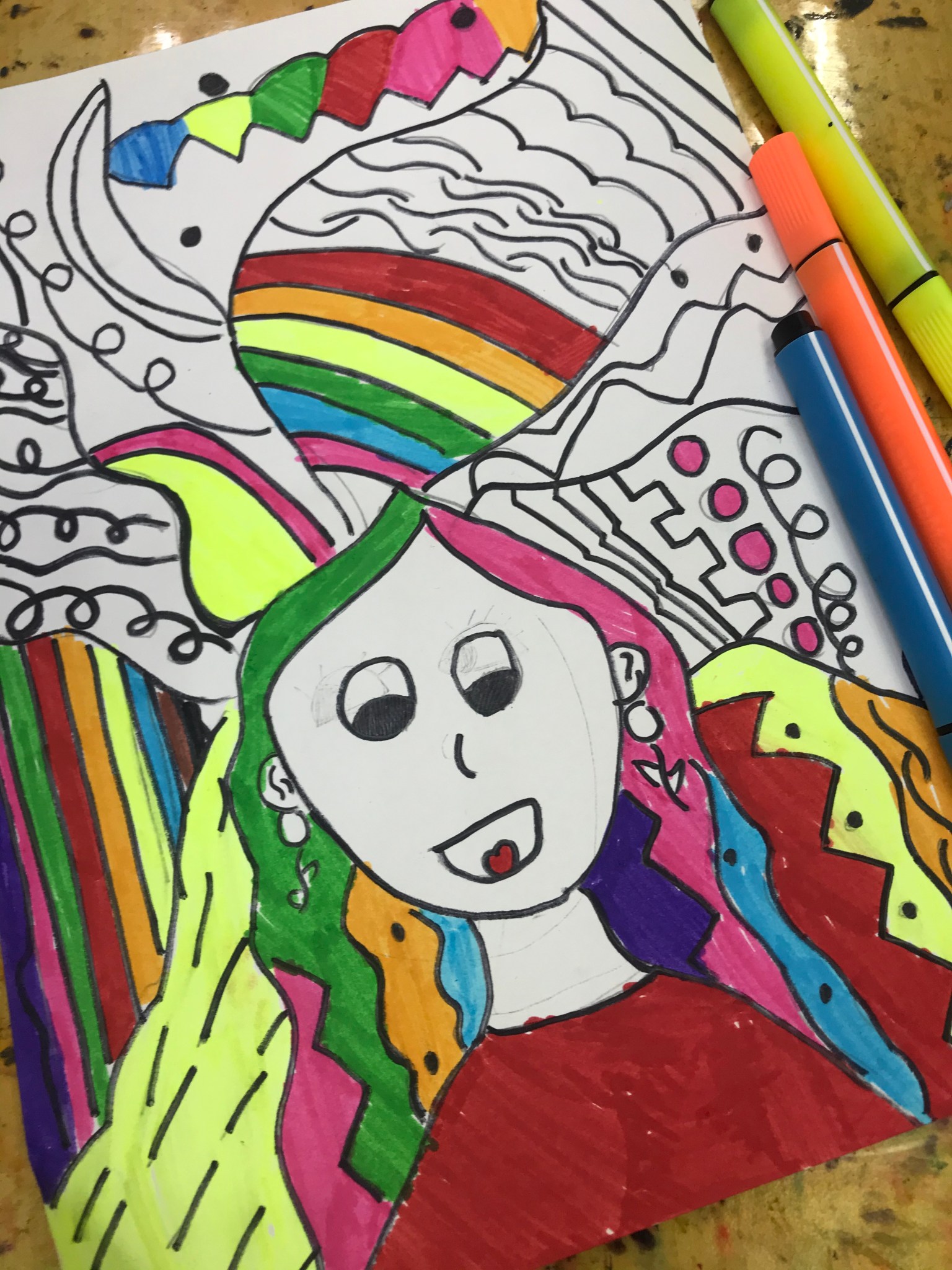 Grade 2 Lines Lesson “Crazy Hair” | Amazing Art Teacher