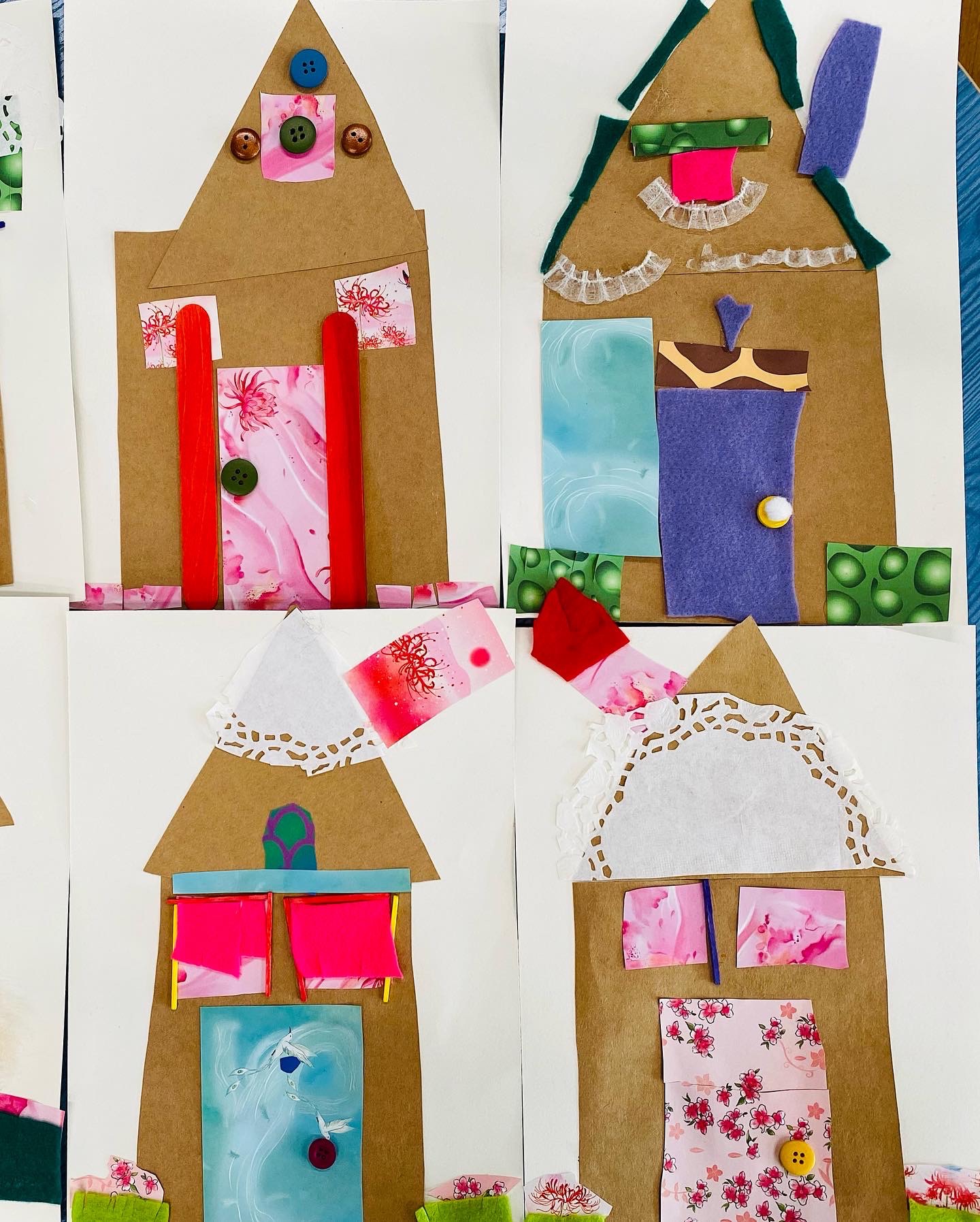 Textile Collage Houses | Amazing Art Teacher