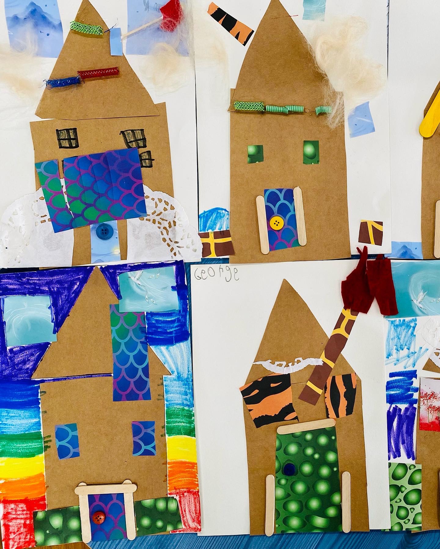 Textile Collage Houses | Amazing Art Teacher